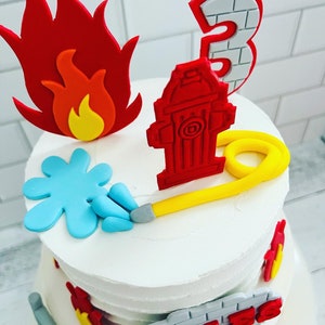 Firetruck Fondant Cake Decorations, Firefighter Fondant Cake Toppers ...