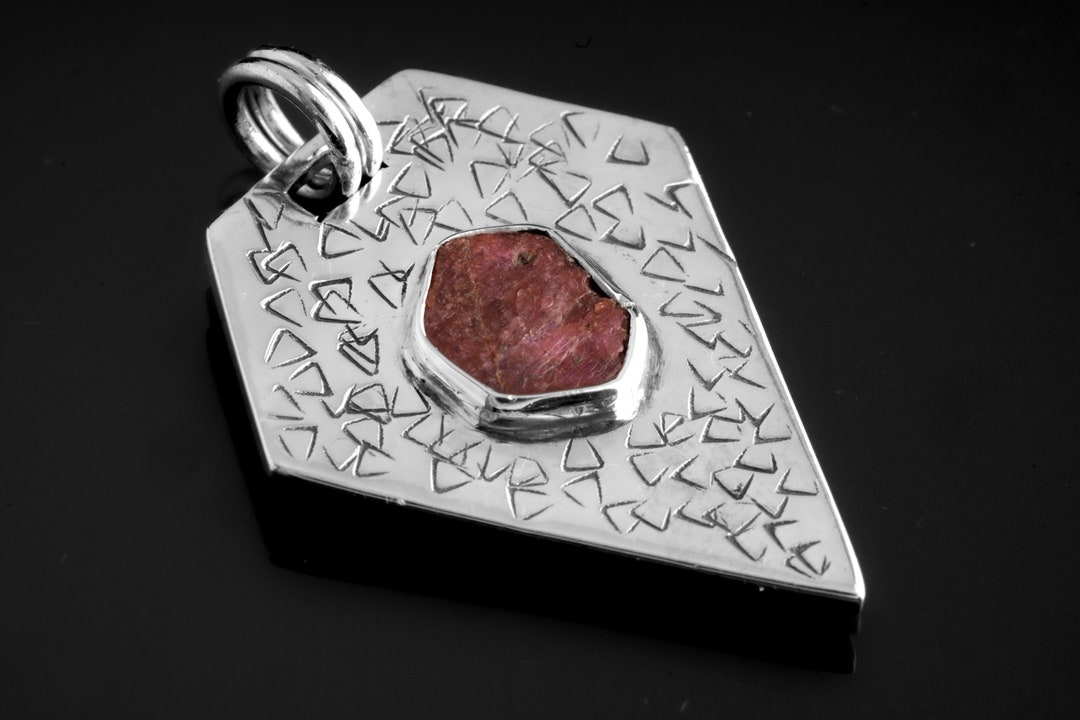 Geometric Gemmy Record Keeper Ruby Muse Sterling Silver Pendant ...