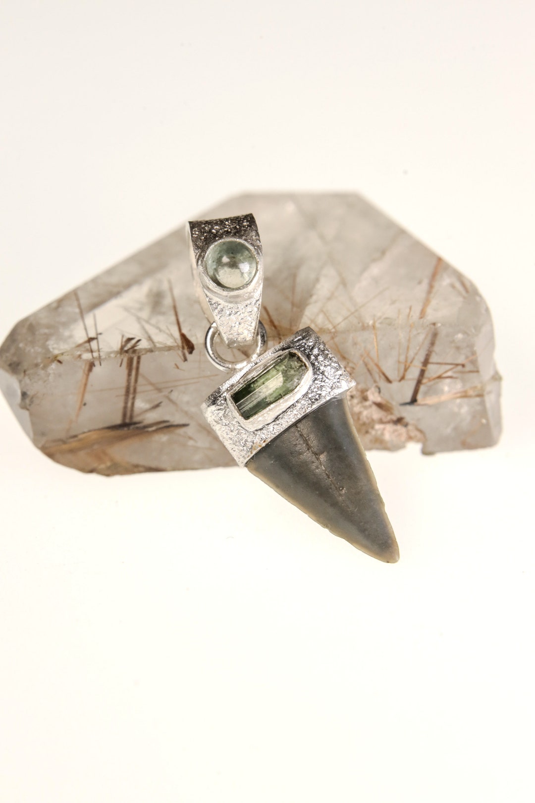 Megalodon Marvel: Ancient Megalodon Tooth Adorned With Raw - Etsy