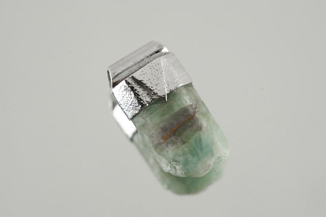 Australian Hexagonal Chunky Raw Gem Aquamarine Stack Pendant Organic ...