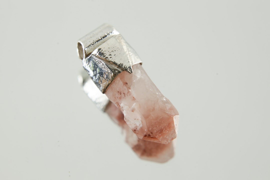 Australian Phantom Lithium Quartz Point Stack Pendant, Organic Textured ...