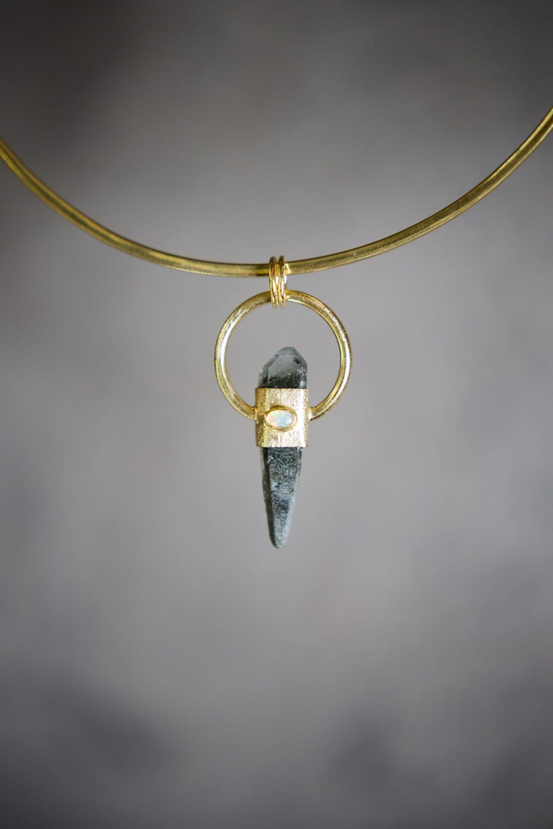 Double Terminated Himalayan Chlorite Quartz & Faceted Opal Pendant ...