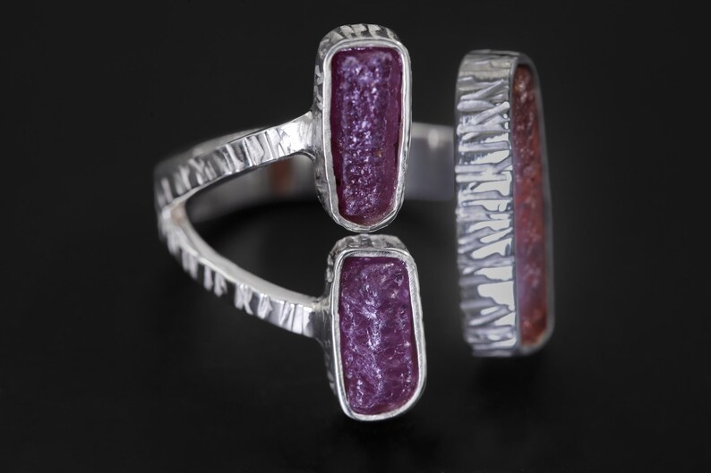 Red Kyanite Ruby Ring 925 Sterling Silver Adjustable Hammered Band Root ...