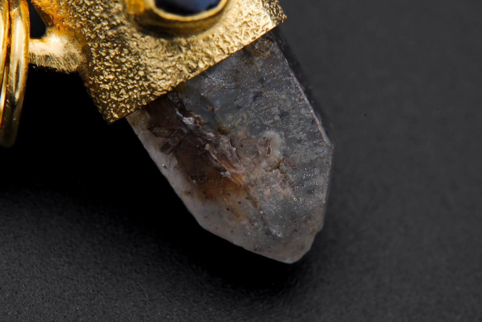Lithium Quartz & Gemstone Pendant: 18K Gold-plated Sterling Silver ...