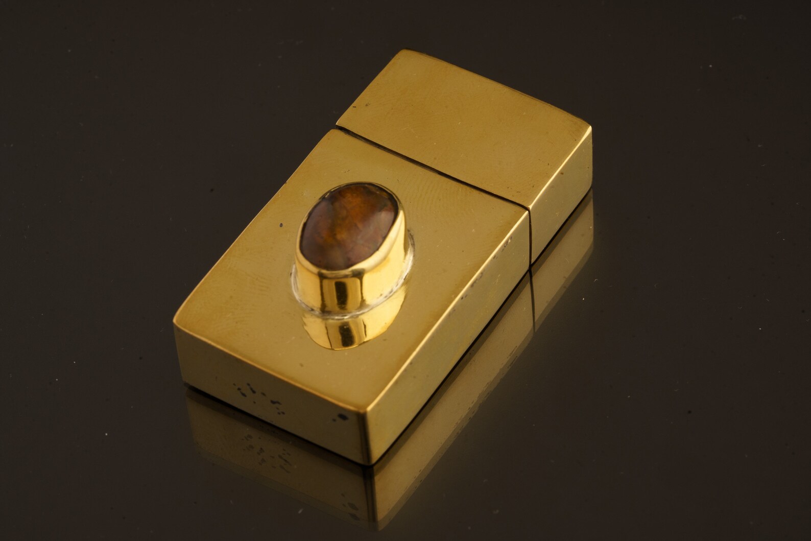 Brass Keepsake Box with Ethiopian Opal Polished Cast Matchbox Crystal ...