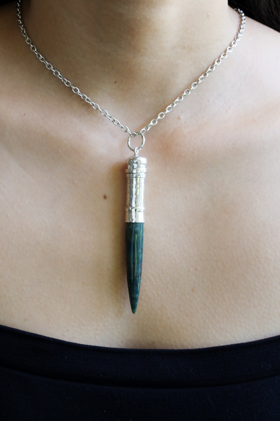 Bood Stone / Jasper Tooth - Solid Capsule Locket - Stash Urn - Textured ...