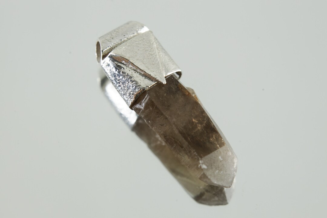 Australian Smoky Citrine Phantom Quartz Stack Pendant, Organic Textured ...