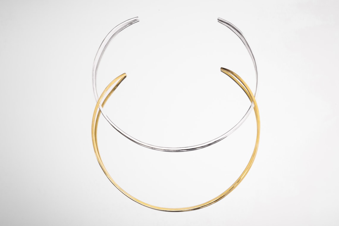Sterling Silver Neck Cuff, Minimalist Open Choker - Etsy