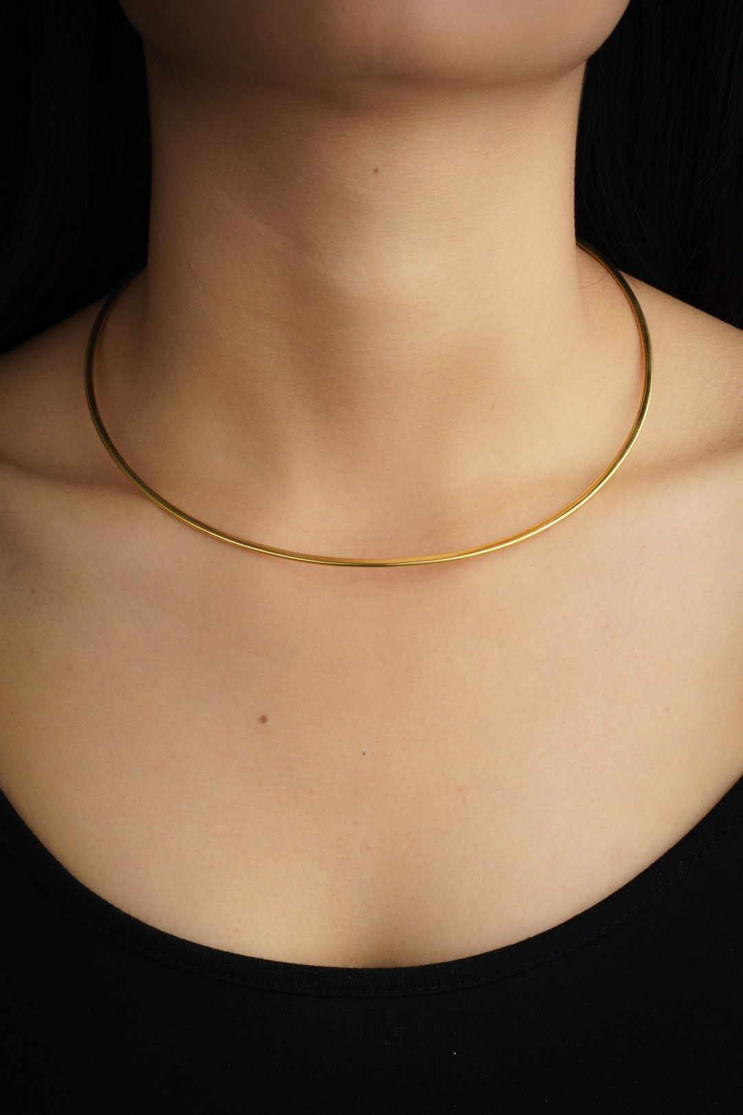 Simple Gold Plated Solid Brass Neck Cuff, Golden Neck Collar, Square ...
