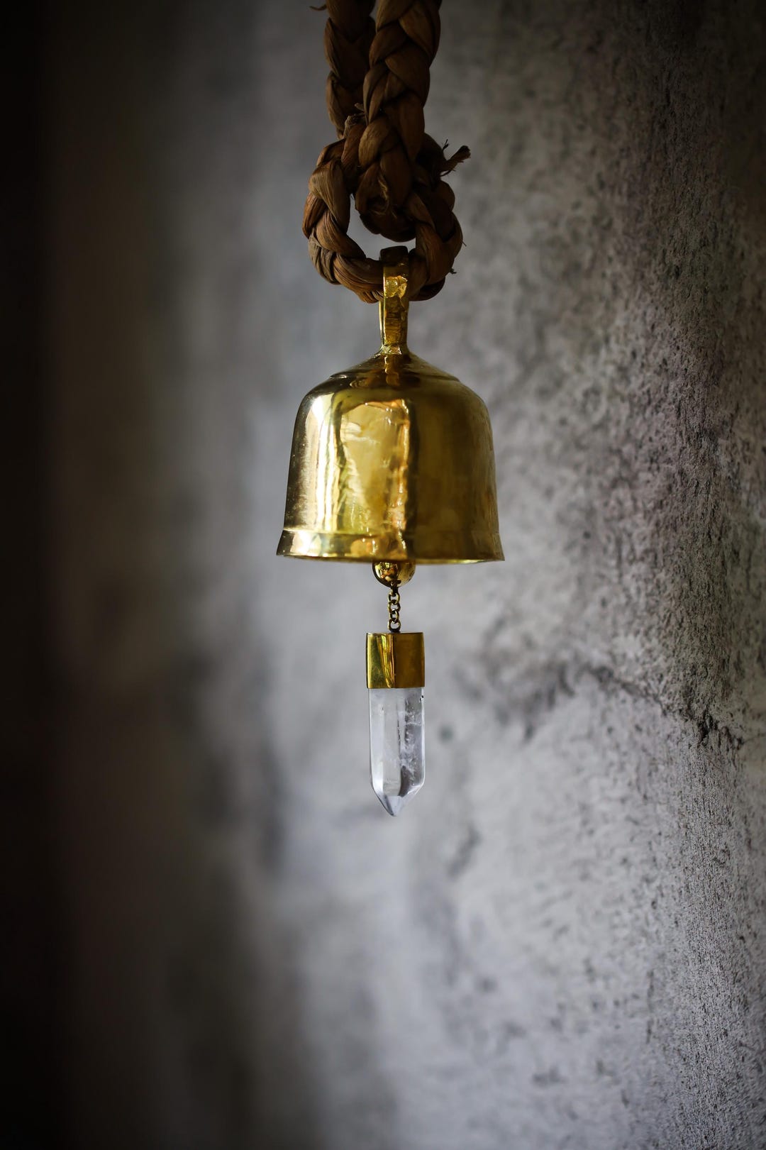 Crystal-accented Hindu Prayer Bell, Bronze With 18k Gold Plating, Clear ...