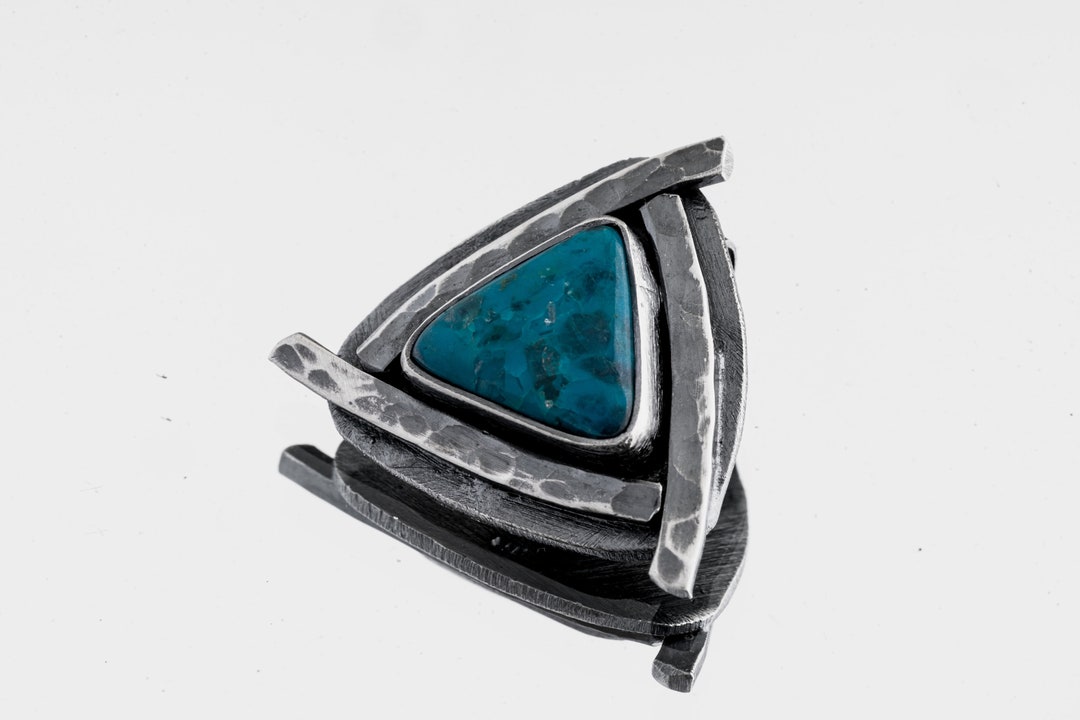 Triangle of Serenity - Silicated Chrysocolla - Stack Pendant - Textured ...