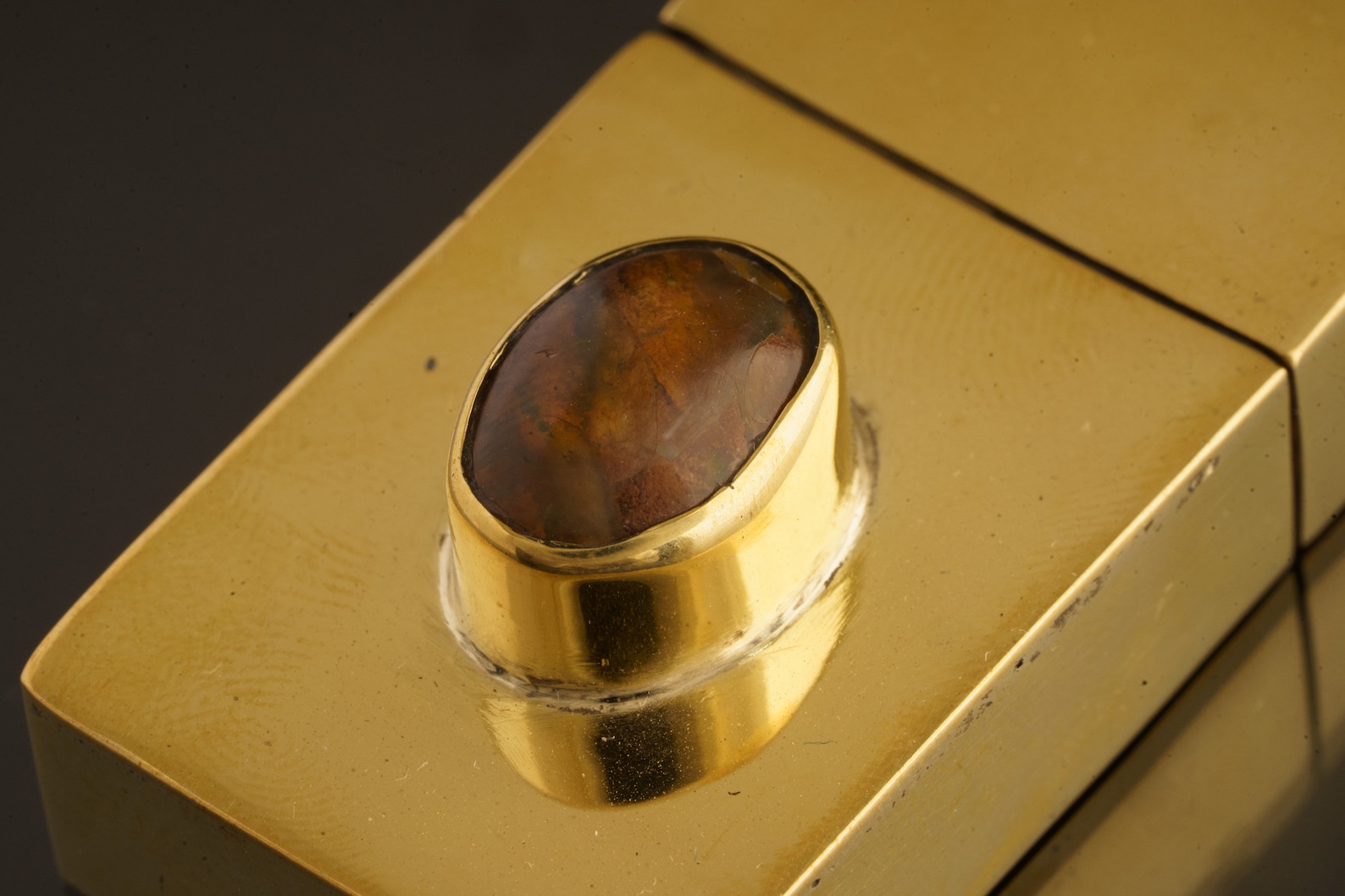 Brass Keepsake Box with Ethiopian Opal Polished Cast Matchbox Crystal ...