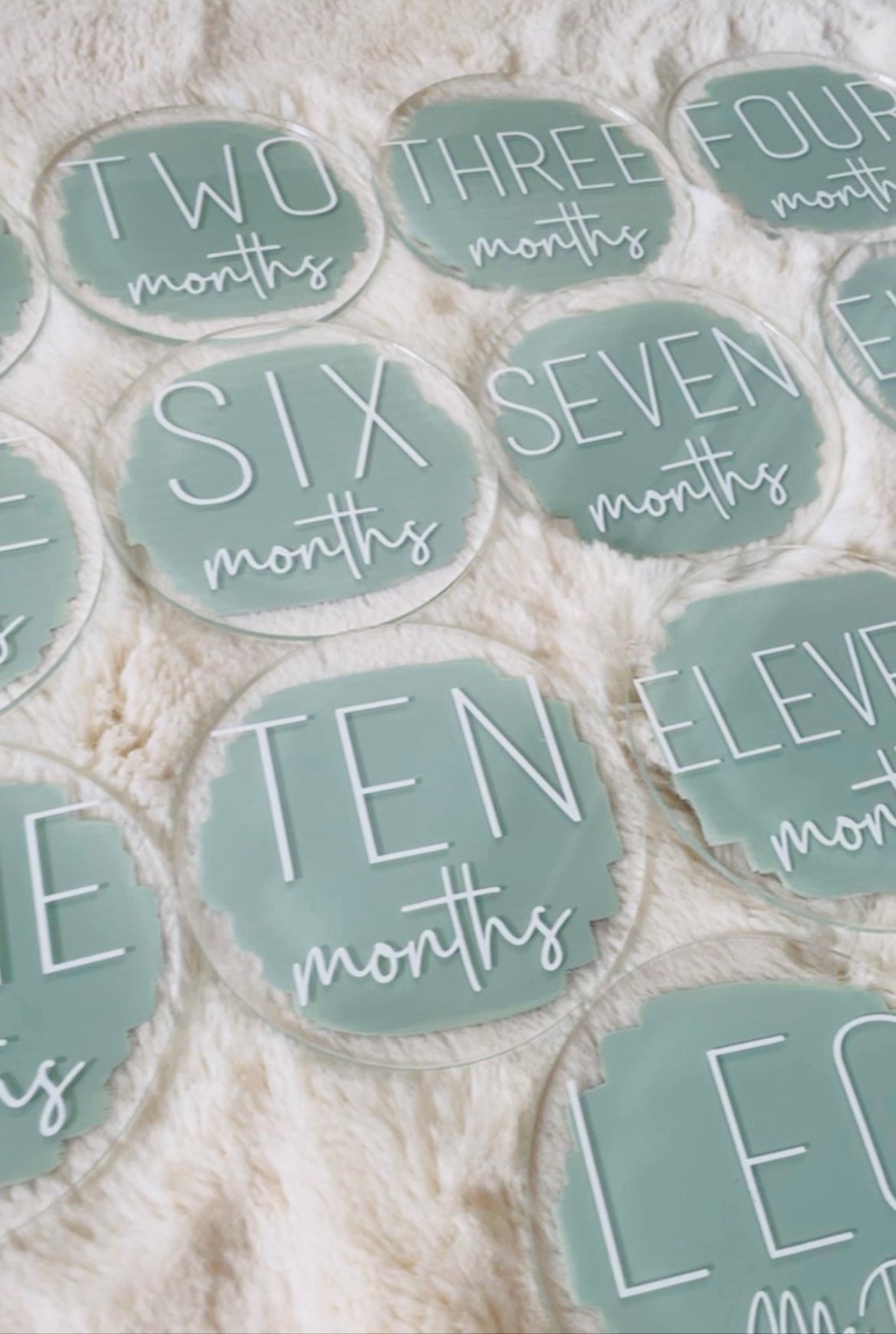 Acrylic Baby Monthly Milestone Discs - 12 Months - Newborn Photo Prop ...