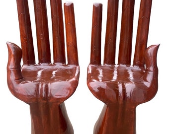 Pair of Wooden Pedro Friedeberg Style Hand Chairs. Fig House Vintage ...