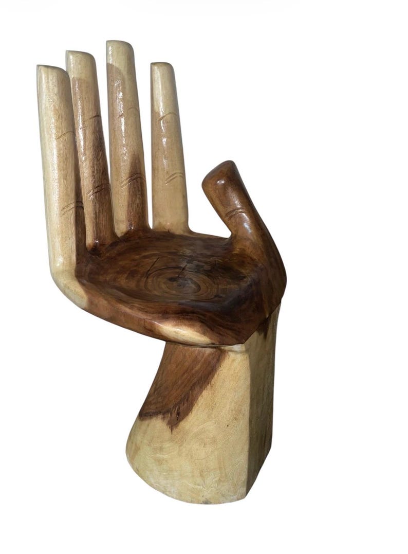 Hand-carved Wooden Hand Chair - Sculptural Accent Seat - Etsy