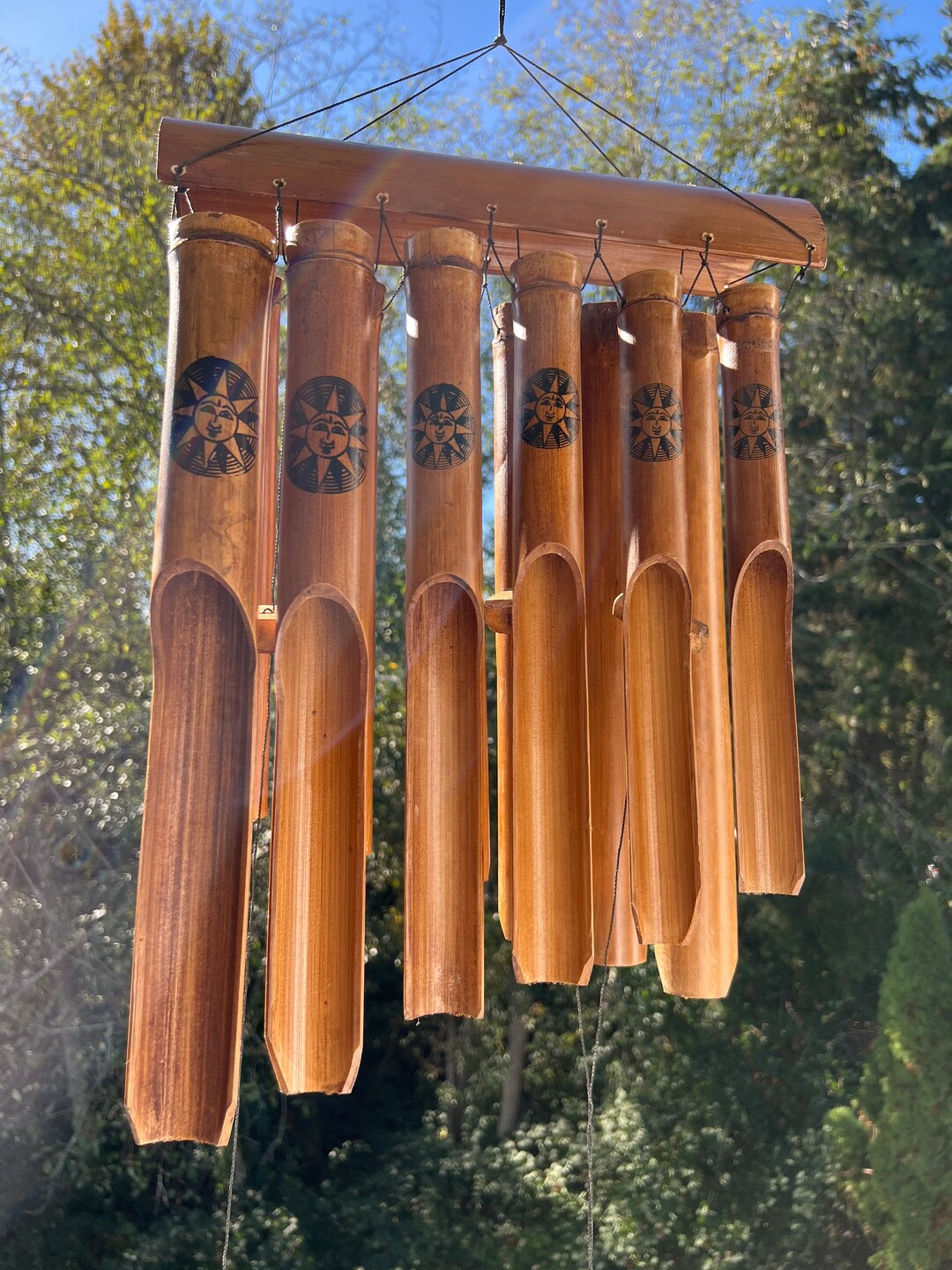 Double Smiling Suns Bamboo Wind Chime - Etsy