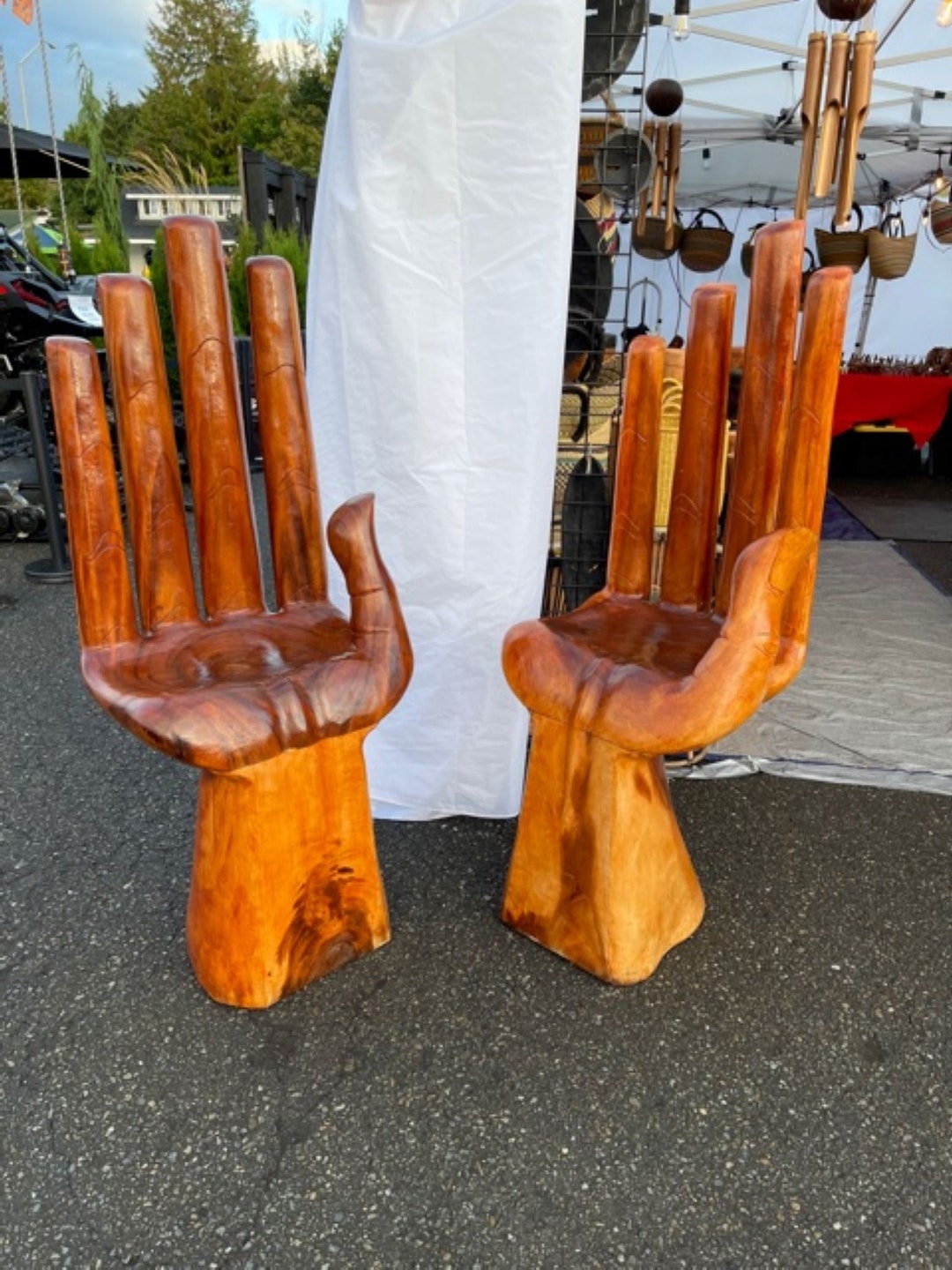 Oversized Wooden Hand Chair Stained - Etsy