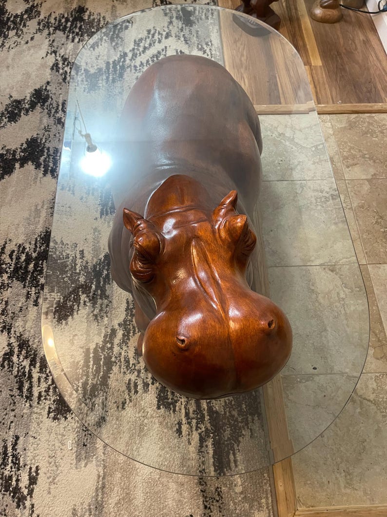 Hand-carved Wooden Hippo Coffee Table: Safari Decor Statement Piece - Etsy