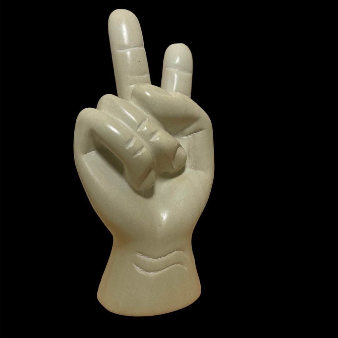 Handmade Soapstone Peace Sign Sculpture: Carved Home Decor - Etsy