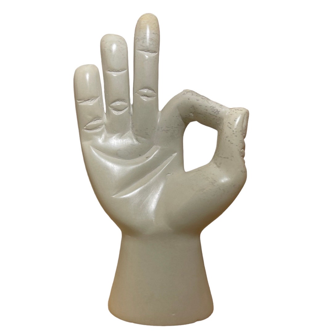 Handmade Soapstone Okay Hand Sign Sculpture - Unique Hand-carved Art ...
