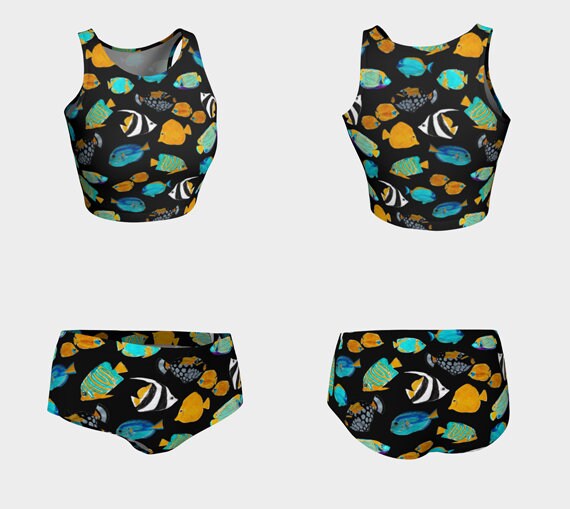 FISHES Bathing Suit Fish Sea Ocean Blue Swimsuit Swimwear | Etsy