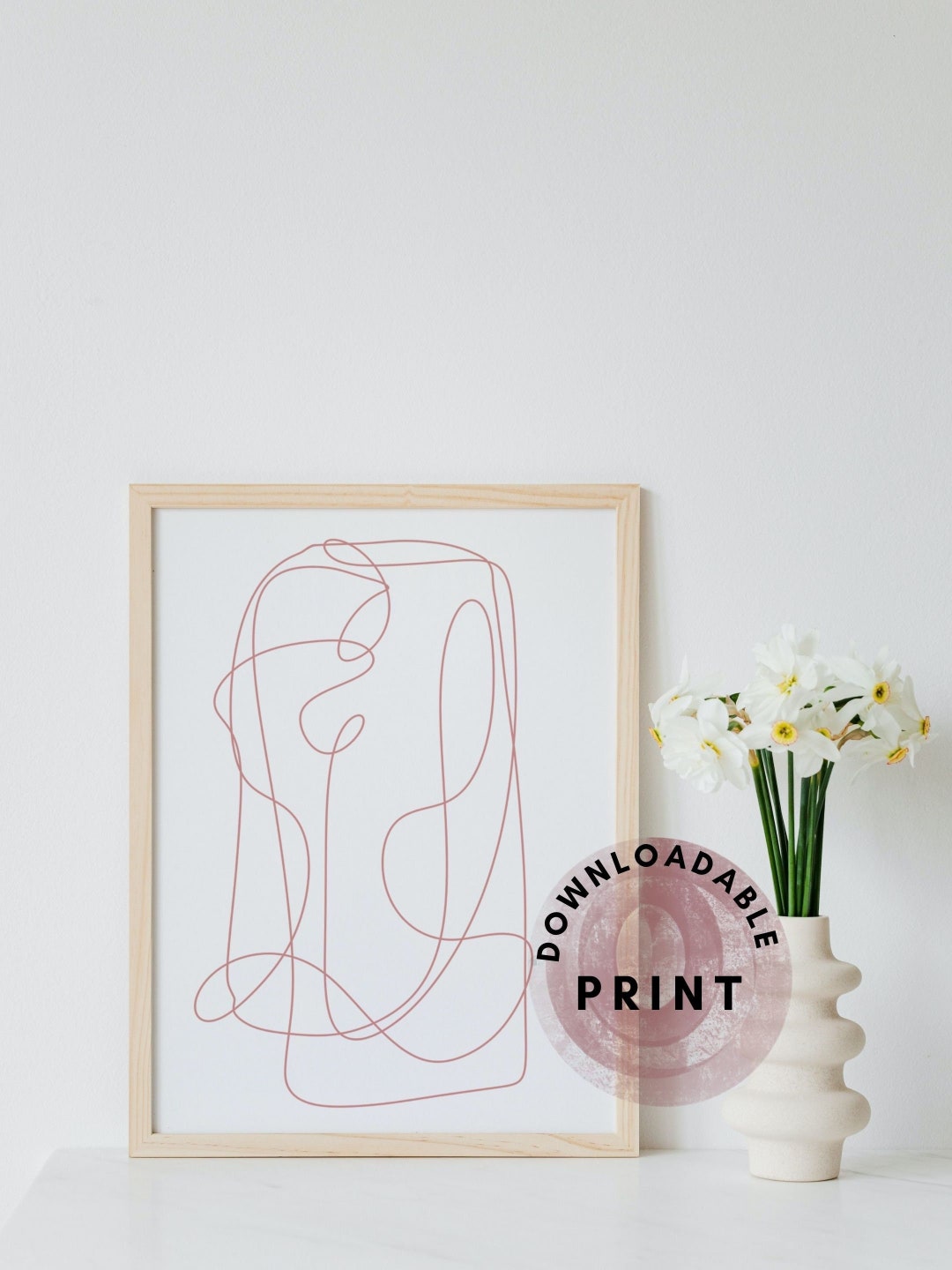 Contemporary One Line Wall Art, Digital Download, Printable Wall Decor ...