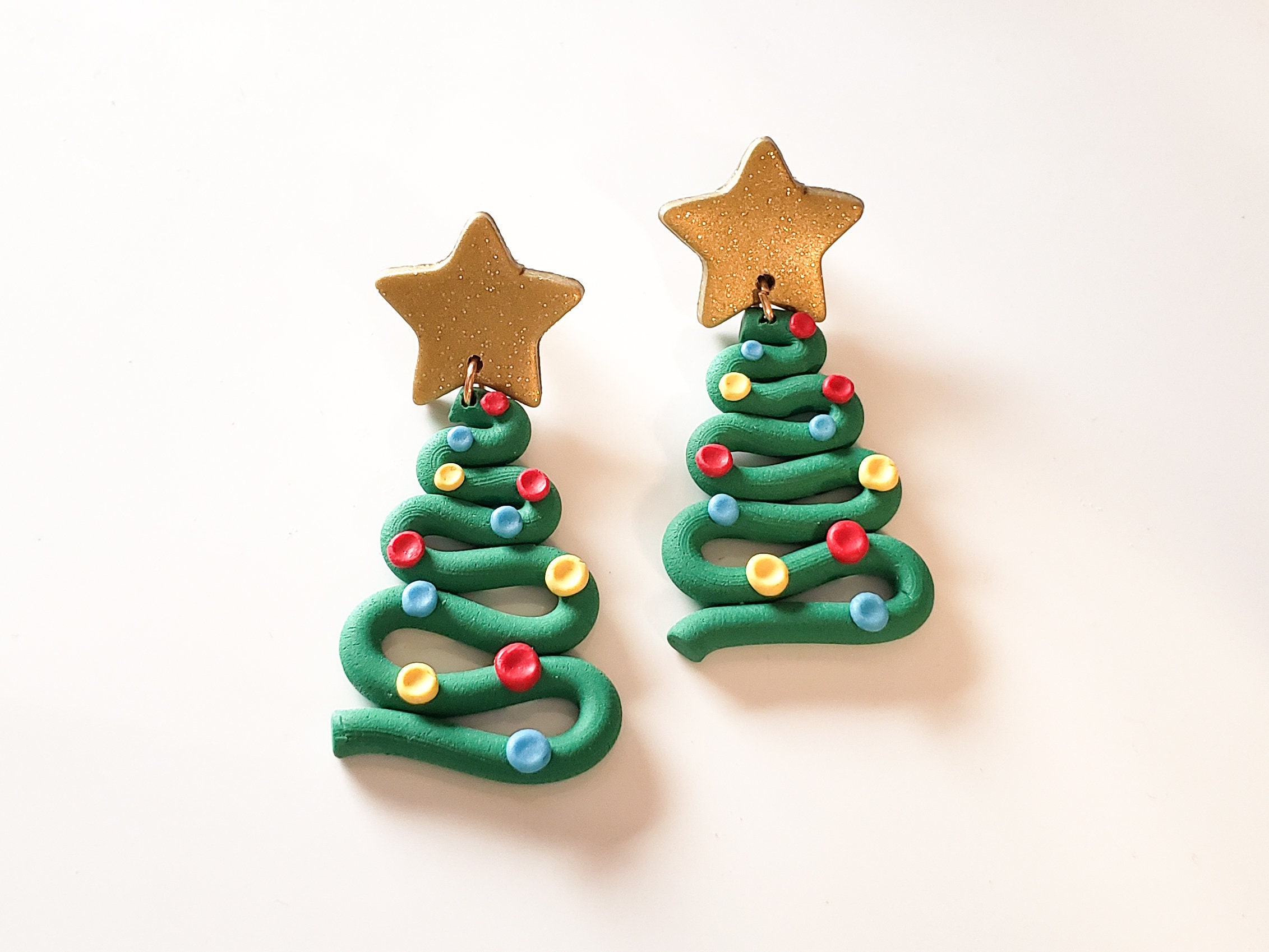 Christmas Tree Dangles Winter Drop Polymer Clay Earrings | Etsy