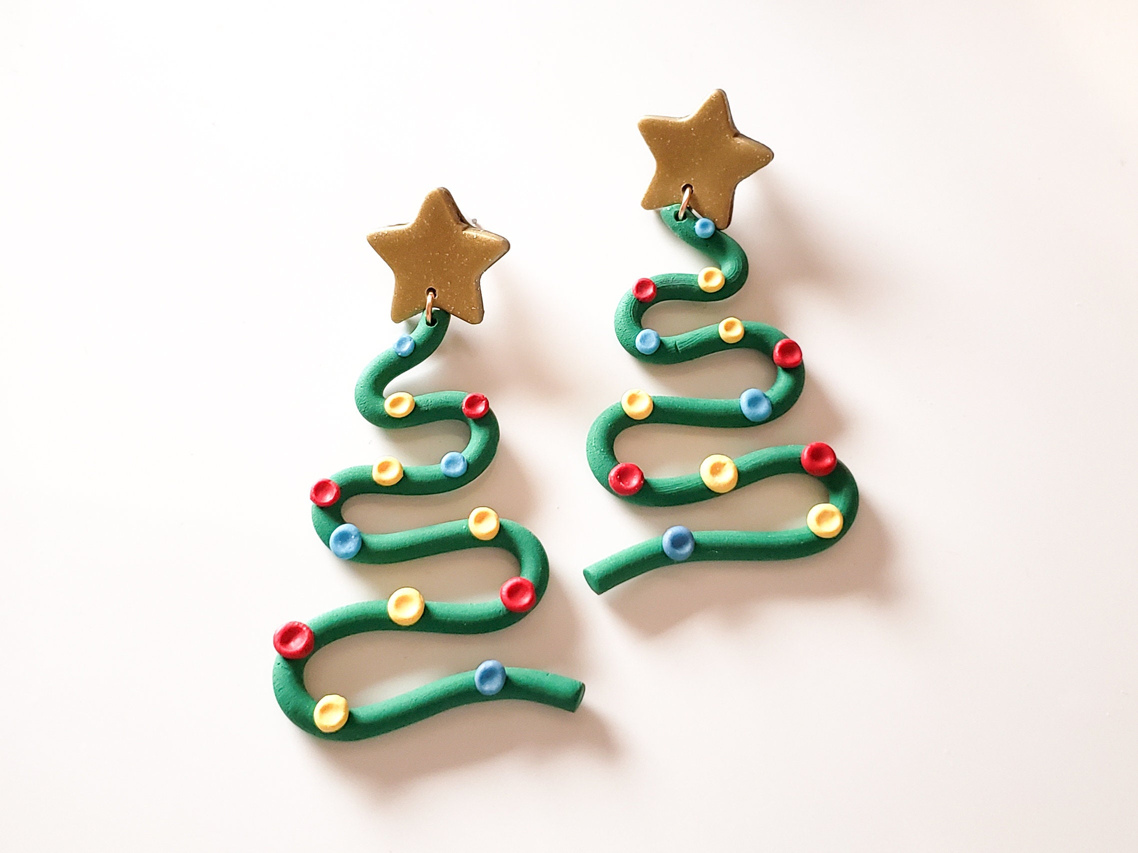 Christmas Tree Dangles Winter Drop Polymer Clay Earrings | Etsy