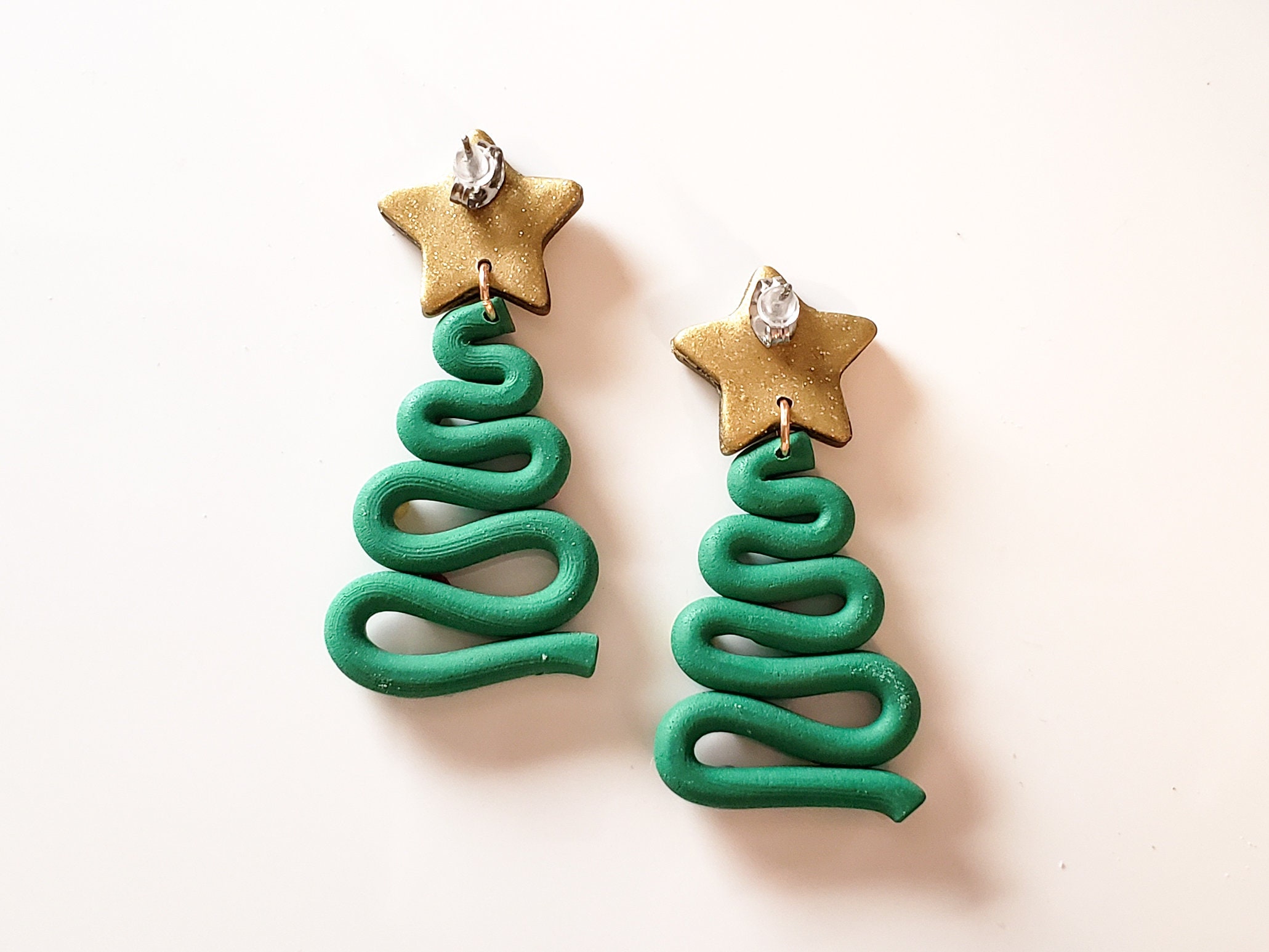 Christmas Tree Dangles Winter Drop Polymer Clay Earrings | Etsy