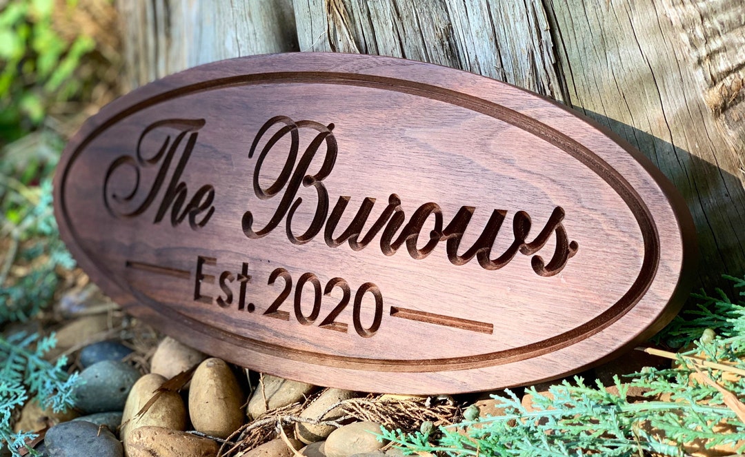 Custom Wood Sign Outdoor Oval Custom Sign Family Name Custom Carved ...