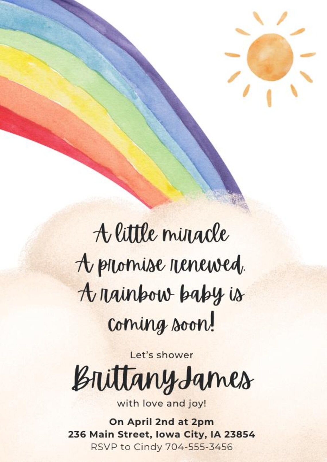 A Little Miracle Baby Shower Invitation Template - Etsy