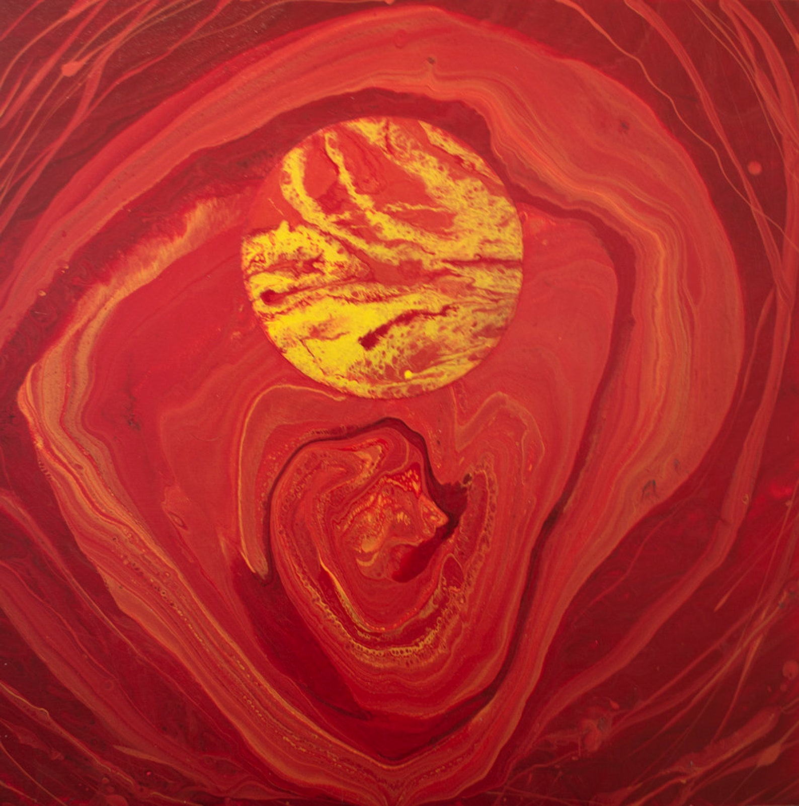 Genesis Acrylic Abstract Painting 36 X 36 Enso Painting, Red Painting ...