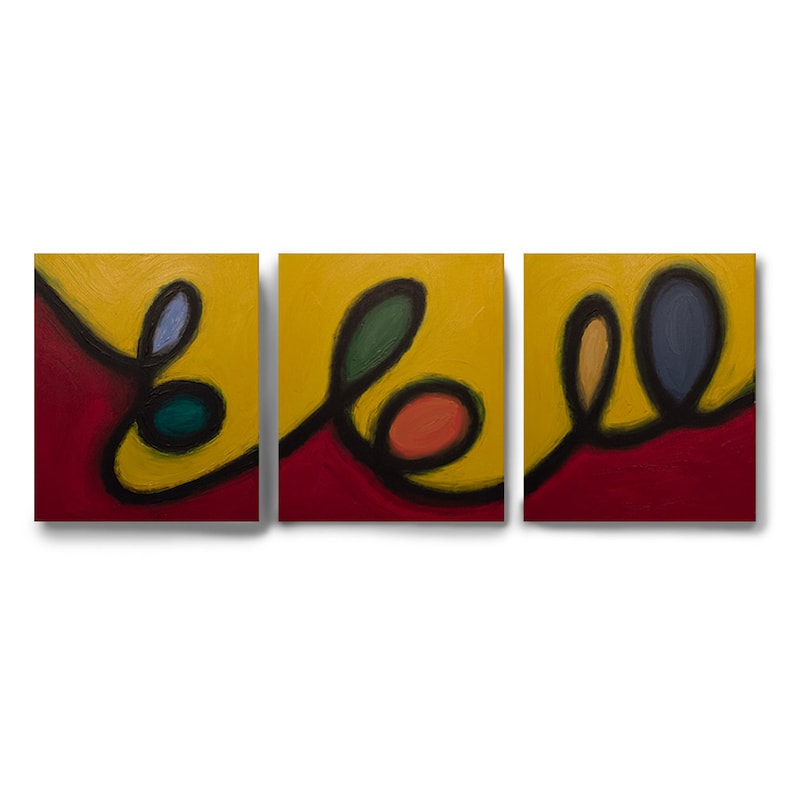 Triptych Acrylic Abstract Painting 48x 20 Canvas Art, Home Decor, Wall ...