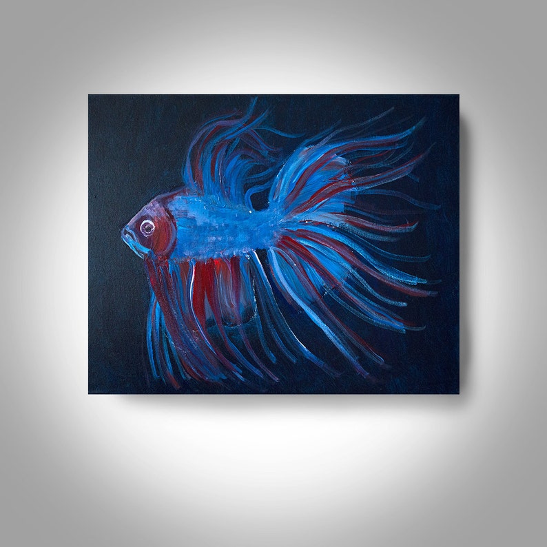 Acrylic Fighting Fish 20 X16 Canvas Painting, Wall Art, Home Decor ...
