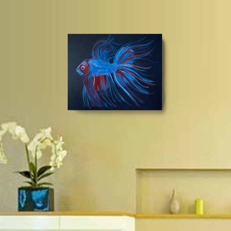 Acrylic Fighting Fish 20 X16 Canvas Painting, Wall Art, Home Decor ...