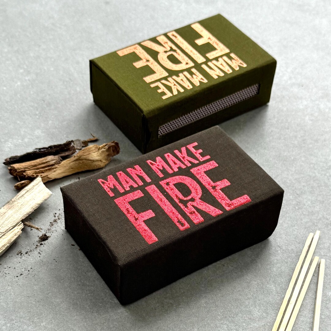 Handmade Refillable Match Box "man Make Fire" Durable & Reusable Fire ...