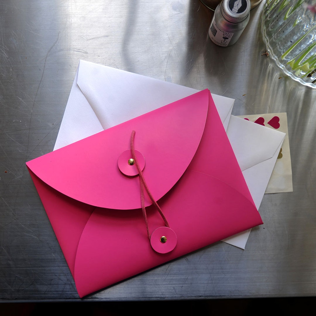 Travel and Receipt Storage Envelope: Recycled Leather With Washer and ...