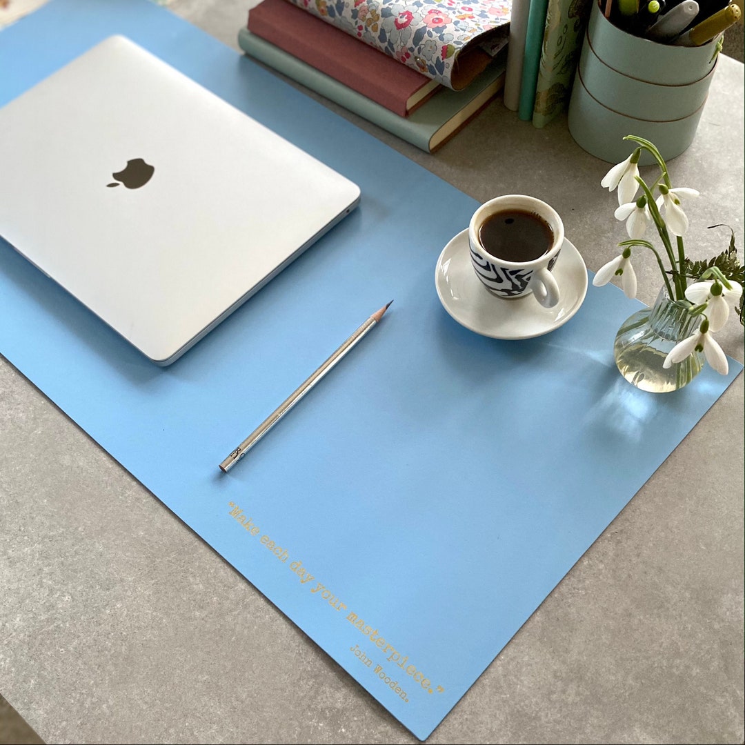 Wide Bespoke Desk Mat Recycled Leather Personalised - Etsy
