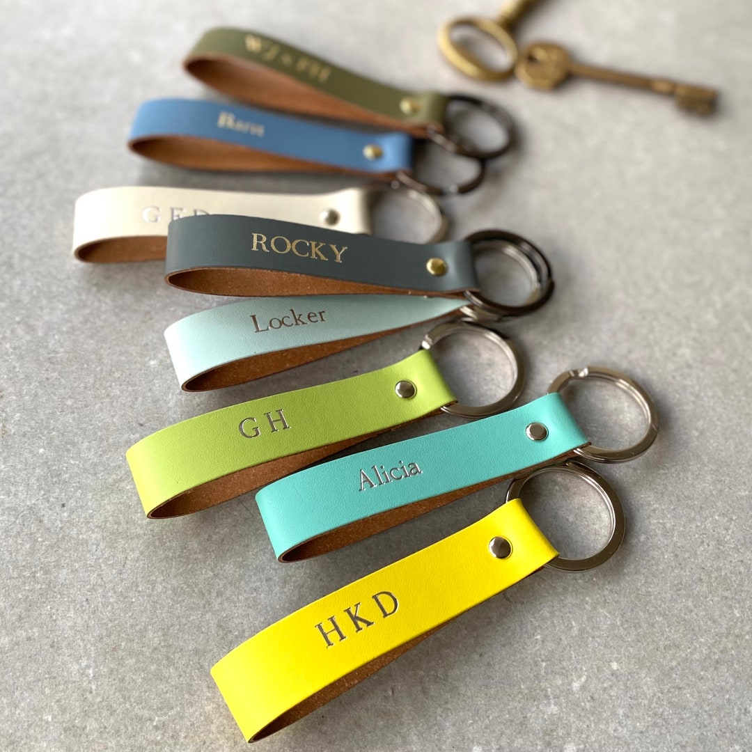 Personalised Bespoke Recycled Leather Keyring Keychain - Etsy