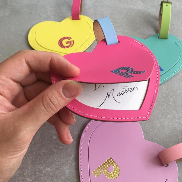 Heart Leather Luggage Tag - Etsy