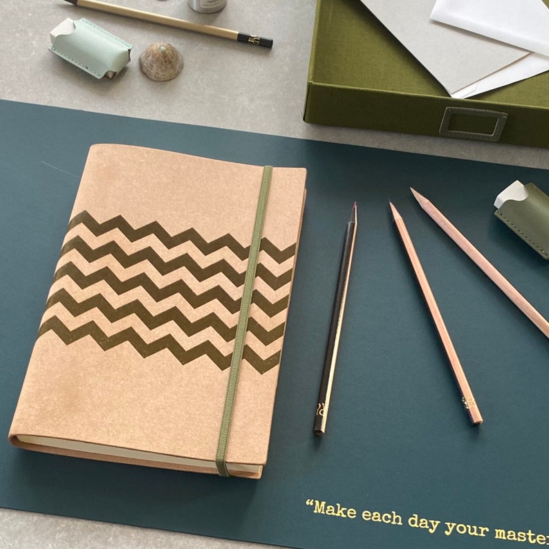 Wide Bespoke Desk Mat Recycled Leather Personalised - Etsy UK