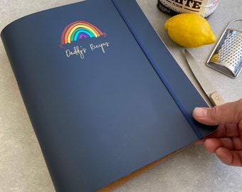 Personalised A4 Ring Binder Rainbow Hand Foiled Leather | Etsy UK