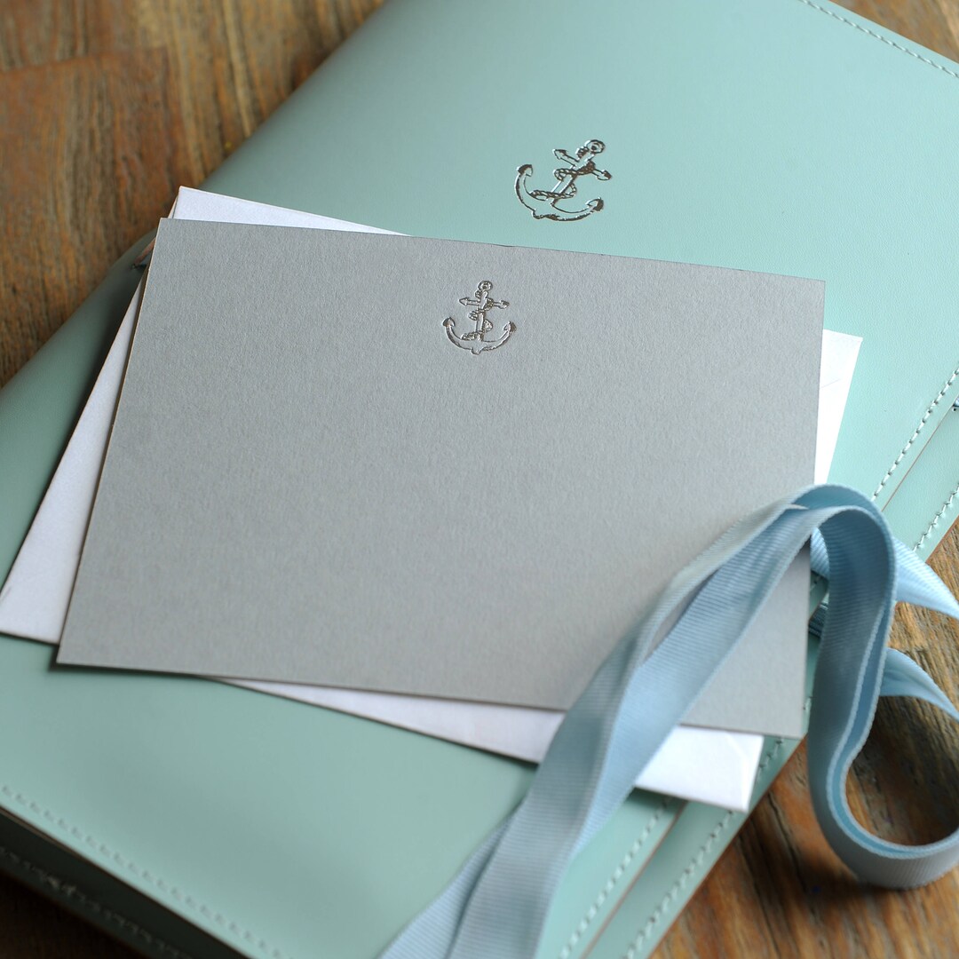 Embossed Anchor Recycled Leather Writing Set - Etsy