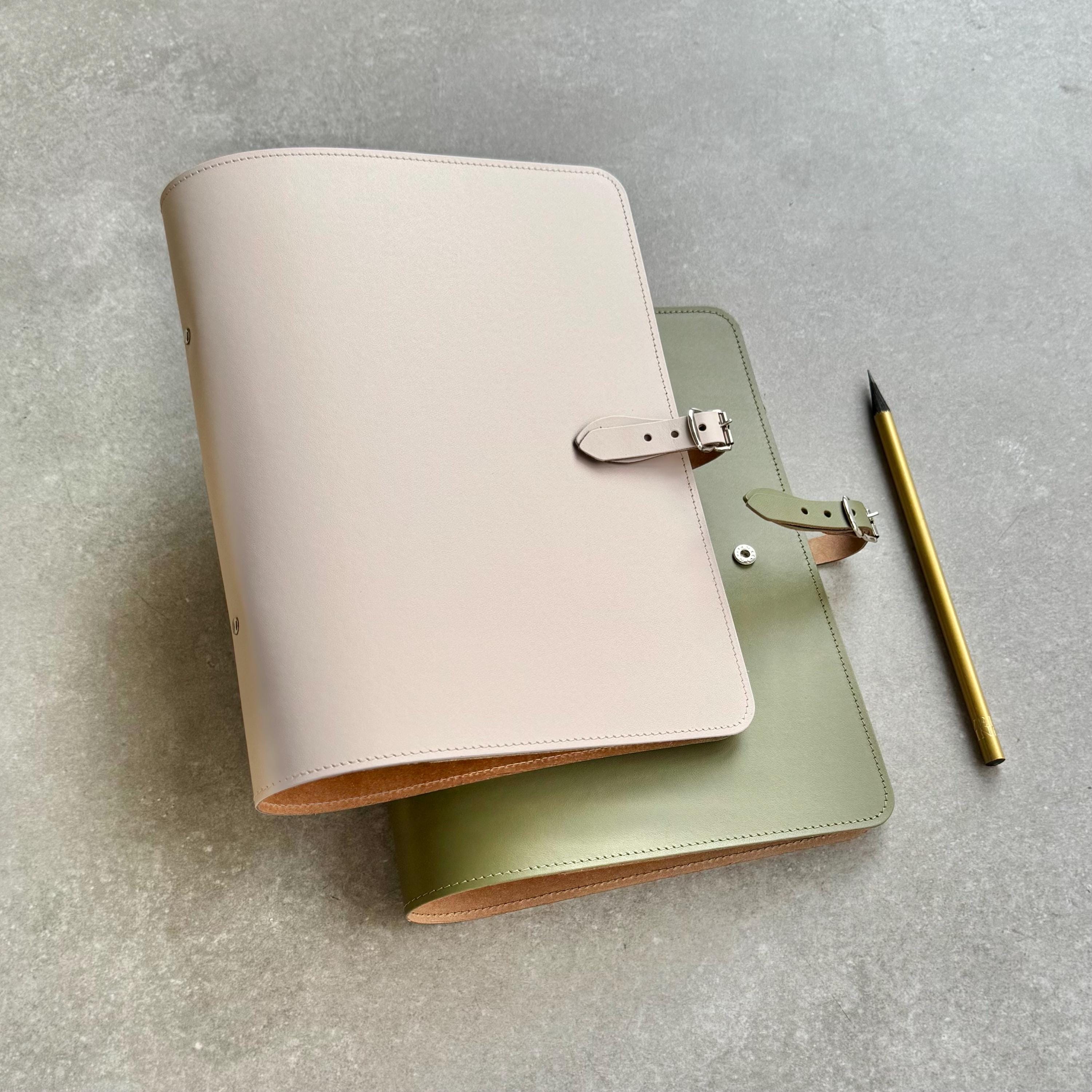 Personalised Recycled Leather A5 Ring Binder With Buckle Fastening and ...