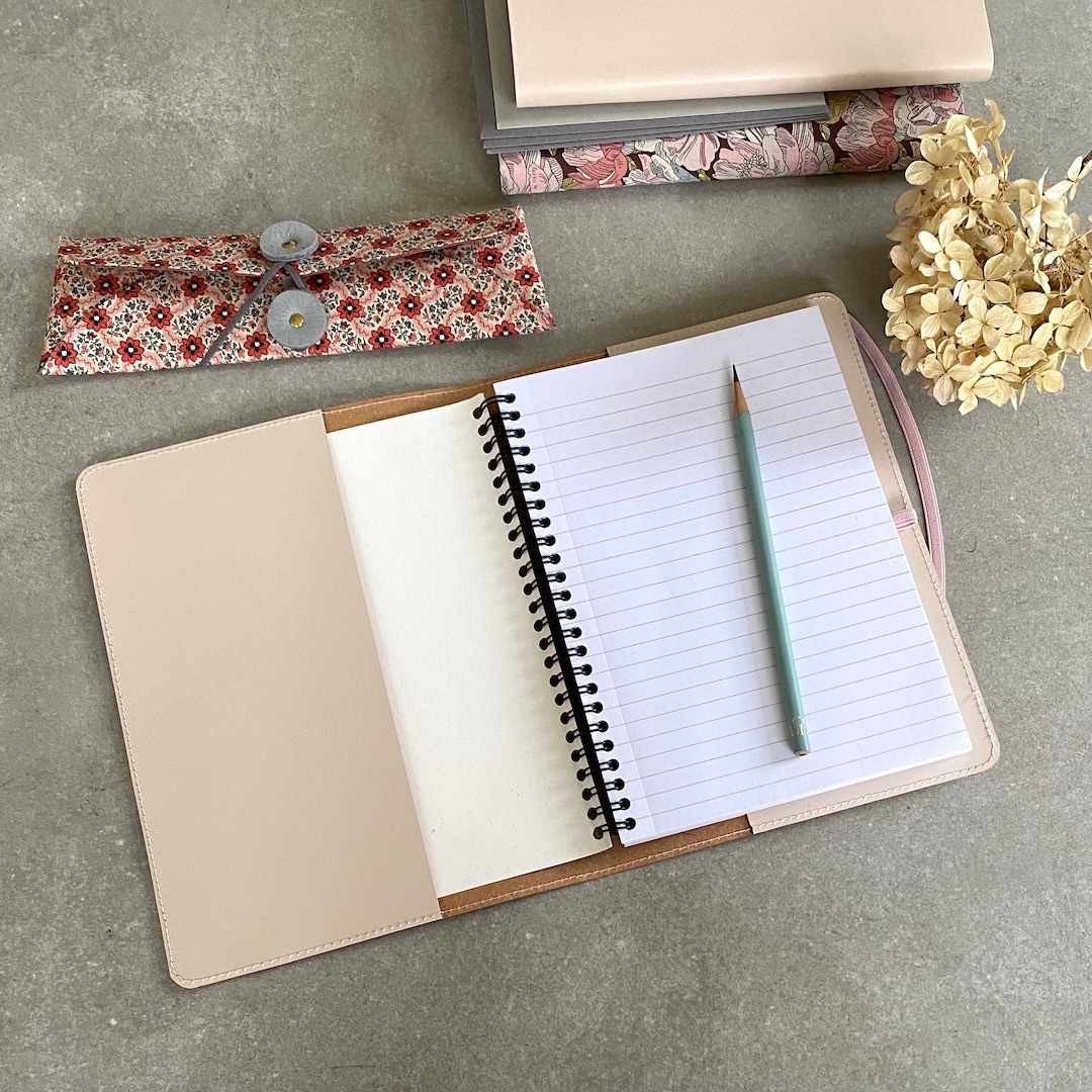 Recycled Leather Cover for A5 Refillable Spiral Notebook - Etsy