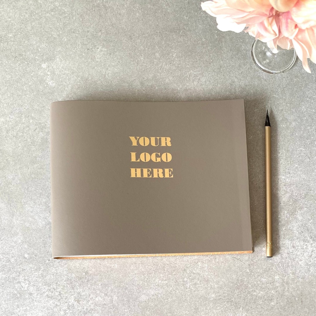 Bespoke Visitor Guest Book Recycled Leather Add Your Logo - Etsy
