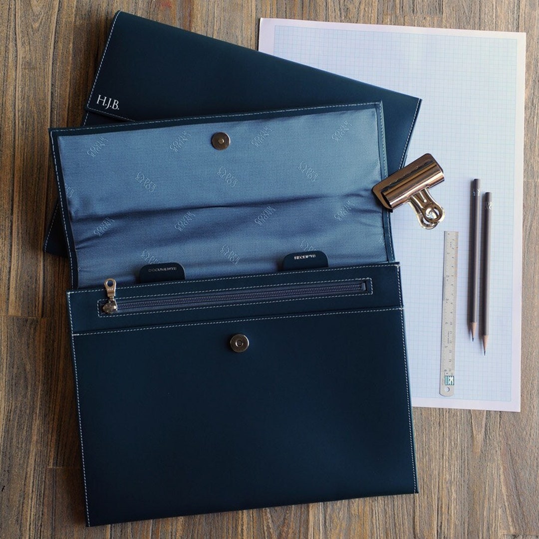 Personalised Elegance: Recycled Leather Silk-lined Portfolio - Etsy