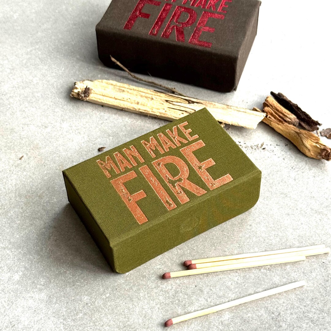 Handmade Refillable Match Box: "man Make Fire" Reusable Fire Starter - Etsy