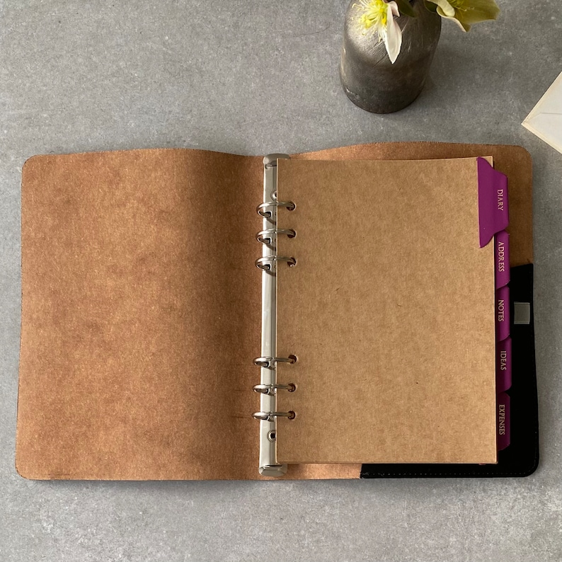 6 Ring Planner Organiser for 2026 Recycled Leather - Organise and File ...
