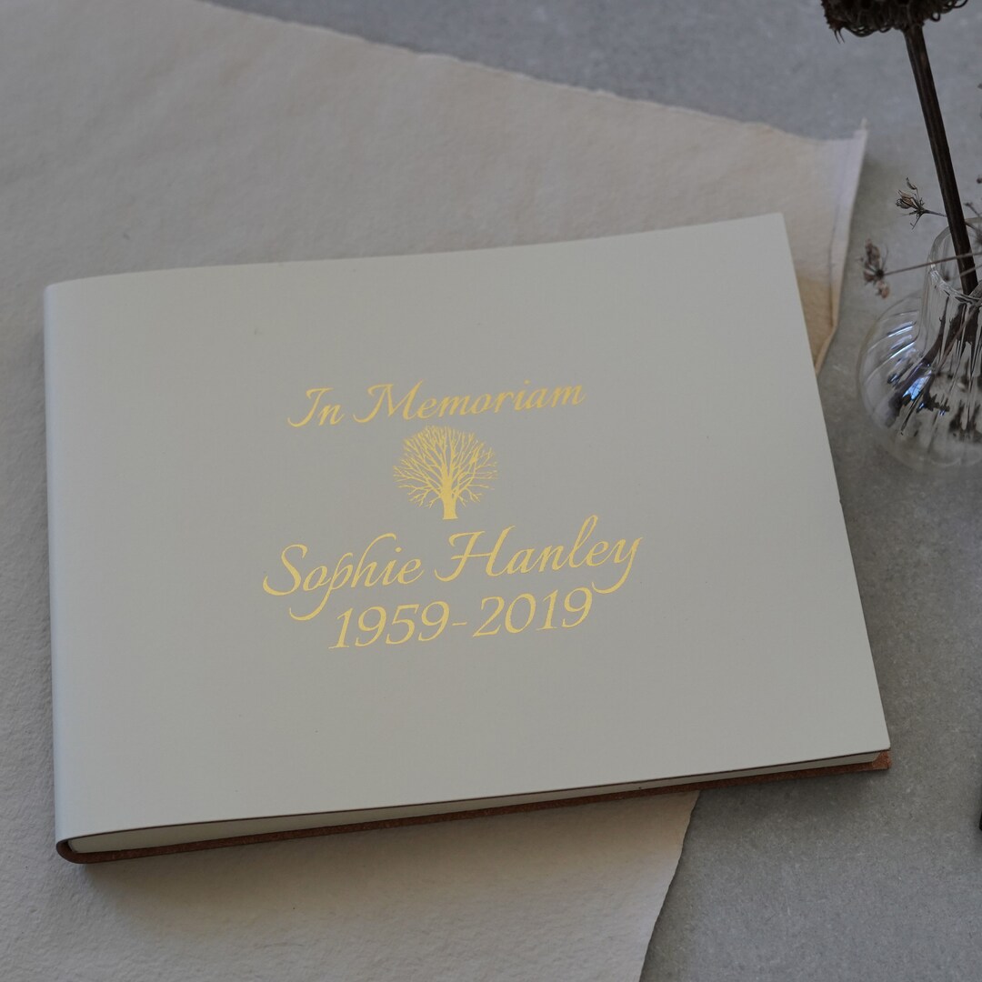 Leather Condolence Book Personalised - Etsy